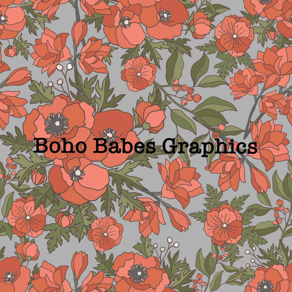 Boho Babes Graphics - Red Gray Floral – Brianna's Bow Supply Shoppe LLC